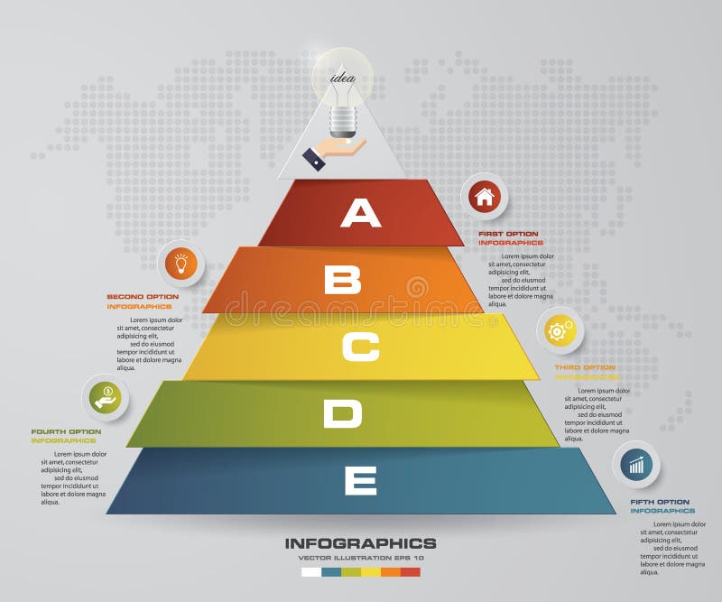 5 Steps Pyramid With Free Space For Text On Each Level. Infographics ...