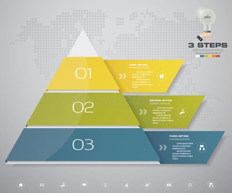 3 Steps Pyramid with Free Space for Text on Each Level. Infographics ...