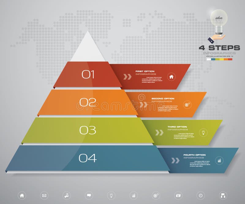 4 Steps Pyramid with Free Space for Text on Each Level. Infographics ...