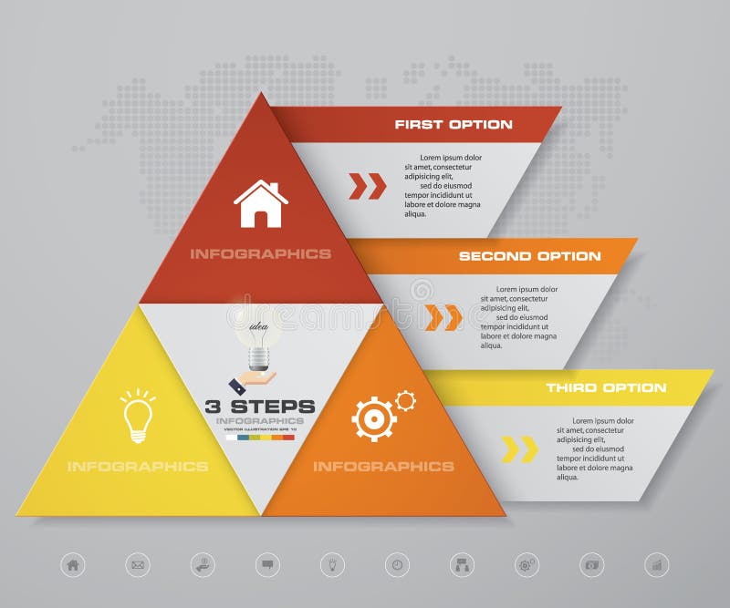 3 Steps Pyramid with Free Space for Text on Each Level. Infographics ...