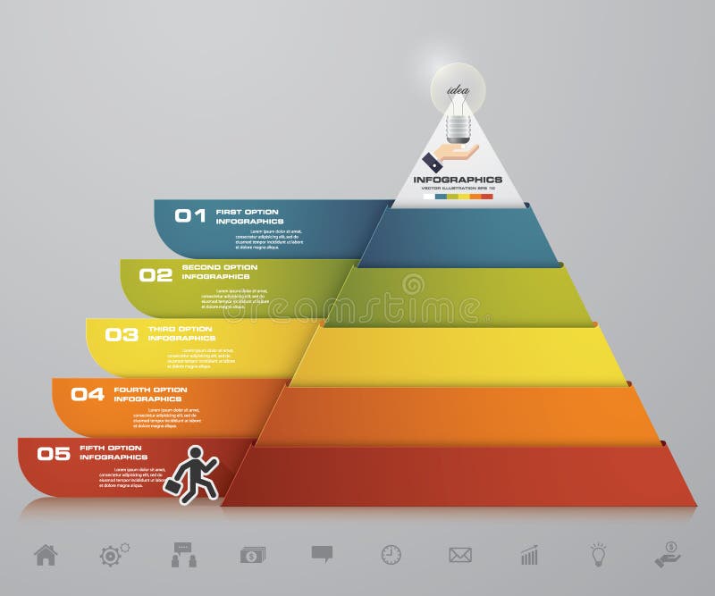 5 Steps Pyramid with Free Space for Text on Each Level. Infographics ...