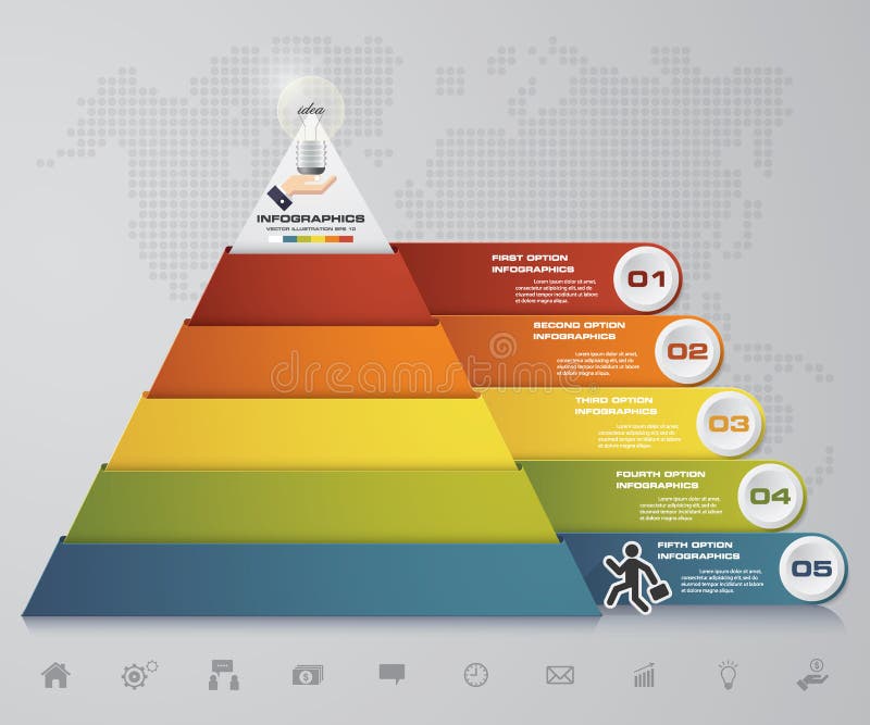 5 Steps Pyramid with Free Space for Text on Each Level. Infographics ...