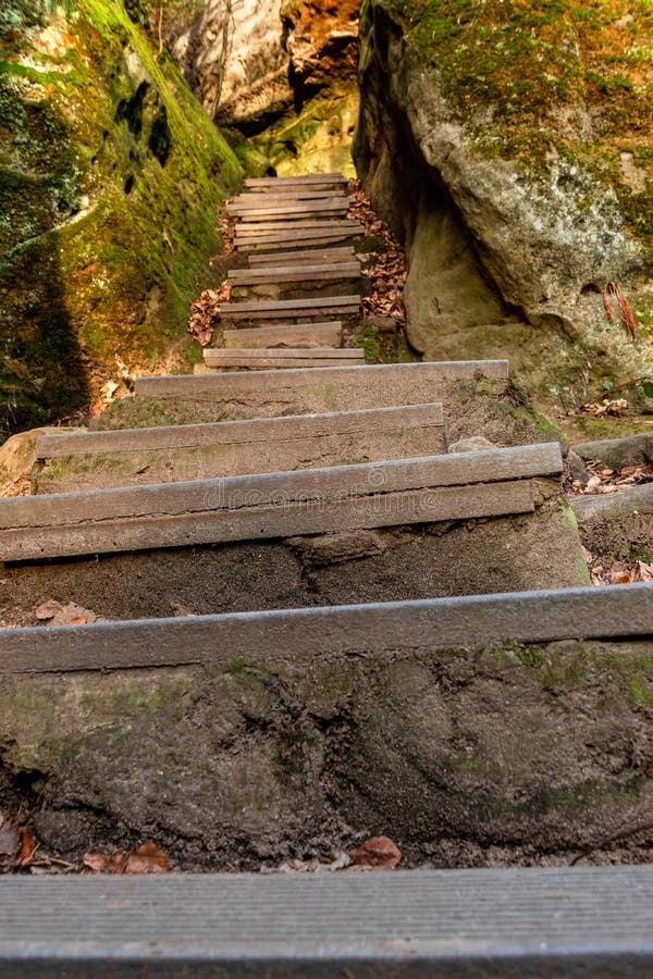 Steps between rocks stock image. Image of place, autumnal - 206258833