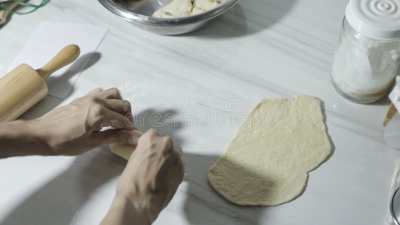 Steps Rolling the Dough into a Thin Sheet and Cutting it into Long ...