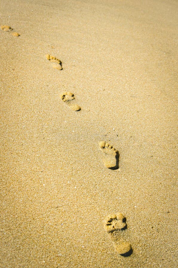 Steps in the Sand on the Shore of the Pacific Ocean Stock Image - Image ...