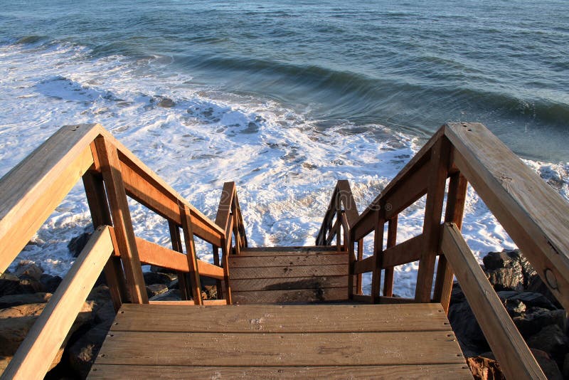 Steps into the Sea stock photo. Image of water, wood, structure - 361180