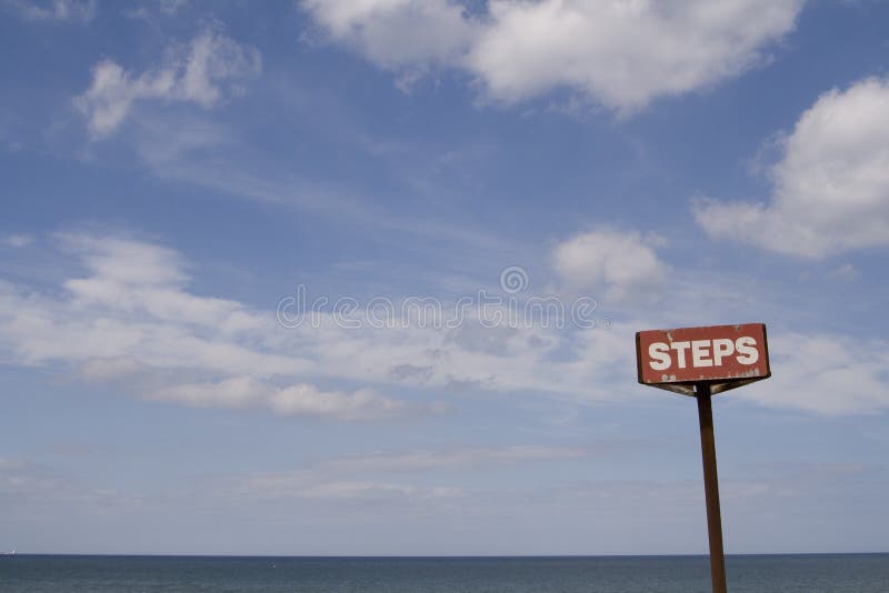 Steps sign on Sea front stock photo. Image of water, horizon - 7977062