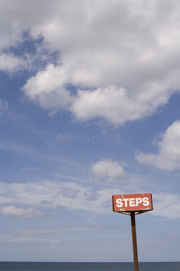 Steps sign on Sea front stock photo. Image of calm, sign - 7977064