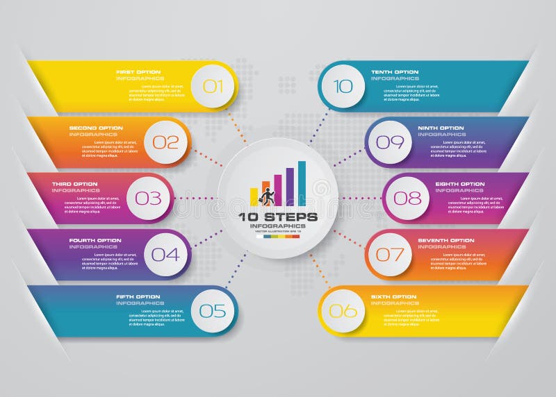 10 Steps Simple&editable Process Chart Infographics Element. Stock ...