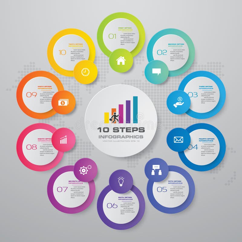 10 Steps Simple&editable Process Chart Infographics Element. Stock Vector - Illustration of ...