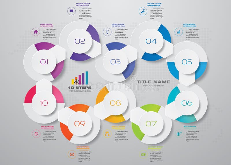 10 Steps Simple&editable Process Chart Infographics Element. Stock ...
