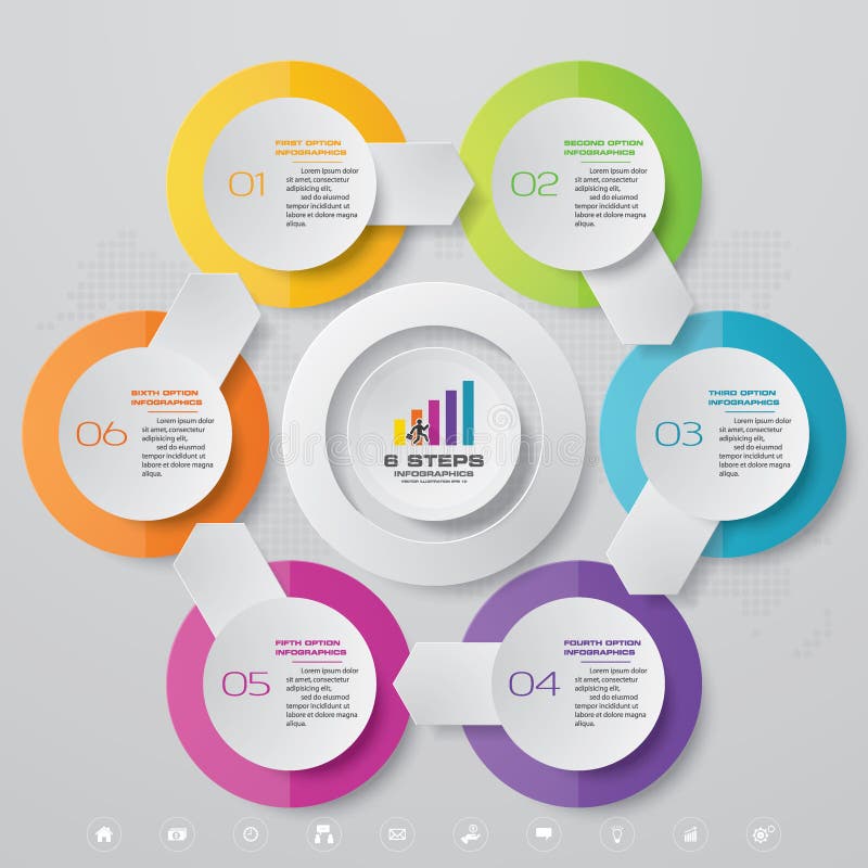 6 Steps Simple&editable Process Chart Infographics Element. Stock ...