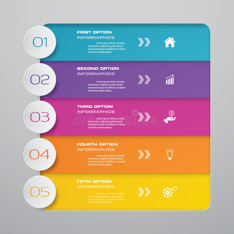 5 Steps Simple&editable Process Chart Infographics Element. Stock ...