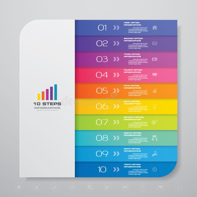10 Steps Simple&editable Process Chart Infographics Element. Stock ...