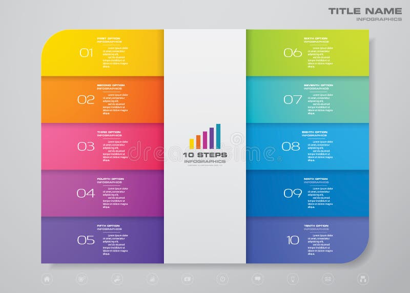 10 Steps Simple&editable Process Chart Infographics Element. Stock ...