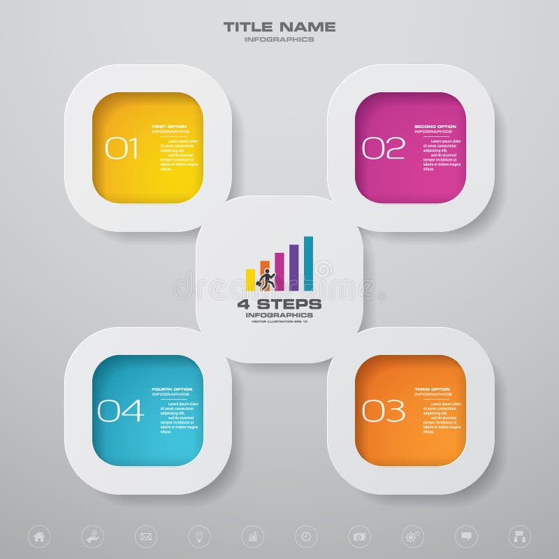 4 Steps Simple&editable Process Chart Infographics Element. Stock ...