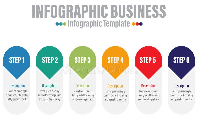 Business Process Infographic Template. 3D Shape Design with Six 6 Steps ...