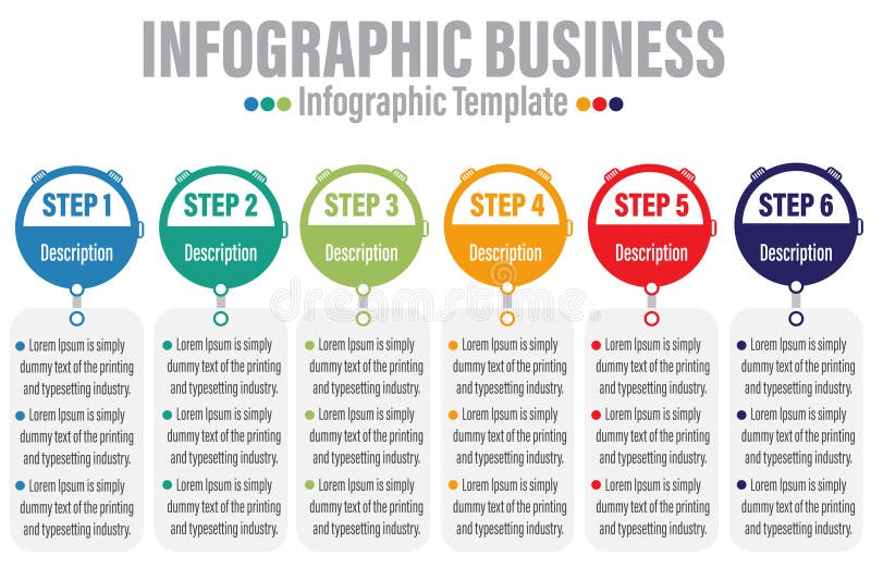 Business Process Infographic Template. 3D Shape Design with Six 6 Steps ...