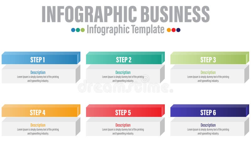 6 Steps, Six 6 Option 3D Cube Shape Elements with Steps,road Map ...