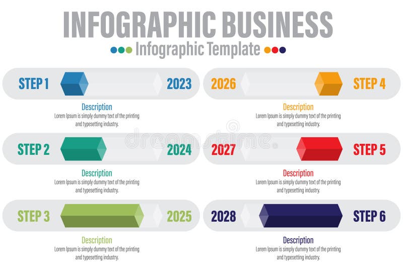 6 Steps, Six 6 Option 3D Cube Shape Elements with Steps,road Map ...