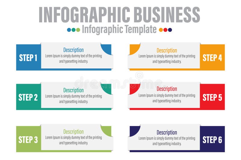 6 Steps, Six 6 Option Paper Note Shape Elements with Steps,road Map ...