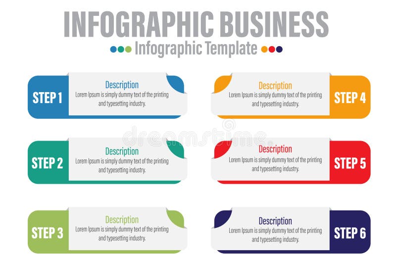6 Steps, Six 6 Option Paper Note Shape Elements with Steps,road Map ...