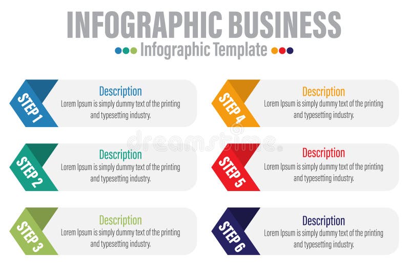 6 Steps, Six 6 Option Paper Note Shape Elements with Steps,road Map ...