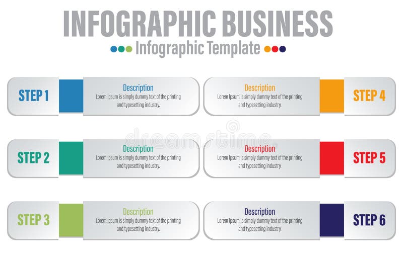 6 Steps, Six 6 Option Paper Note Shape Elements with Steps,road Map ...