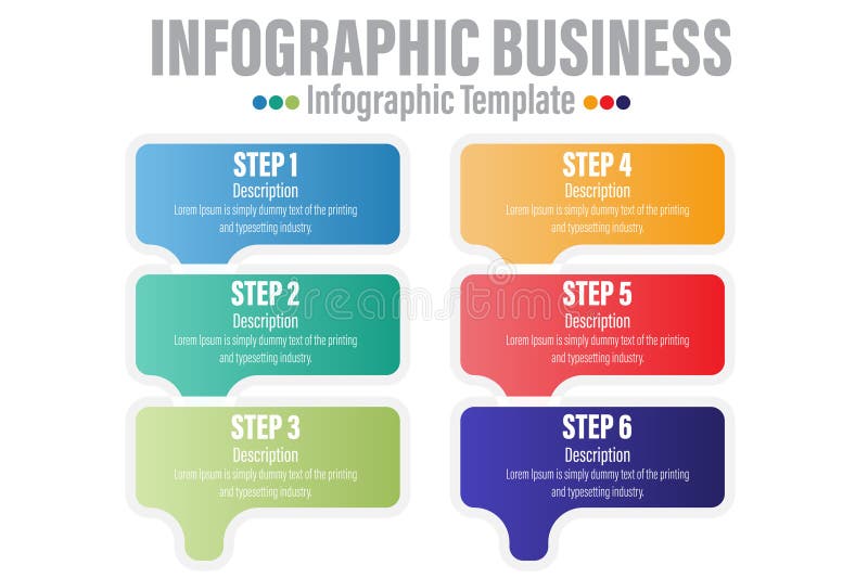 6 Steps, Six 6 Option Paper Note Shape Elements with Steps,road Map ...
