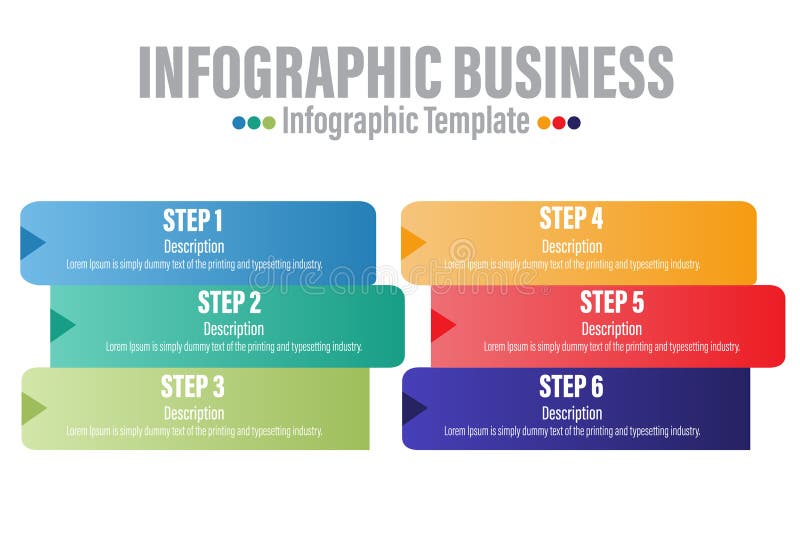 6 Steps, Six 6 Option Paper Note Shape Elements with Steps,road Map ...