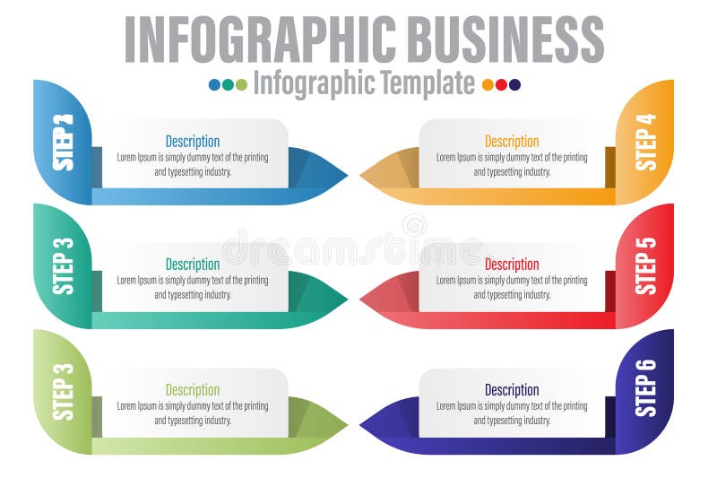6 Steps, Six 6 Option Paper Note Shape Elements with Steps,road Map ...
