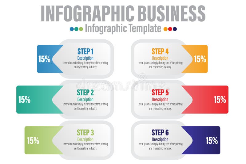 6 Steps, Six 6 Option Paper Note Shape Elements with Steps,road Map ...