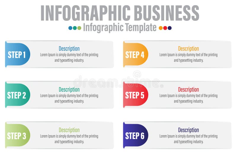 6 Steps, Six 6 Option Paper Note Shape Elements with Steps,road Map ...