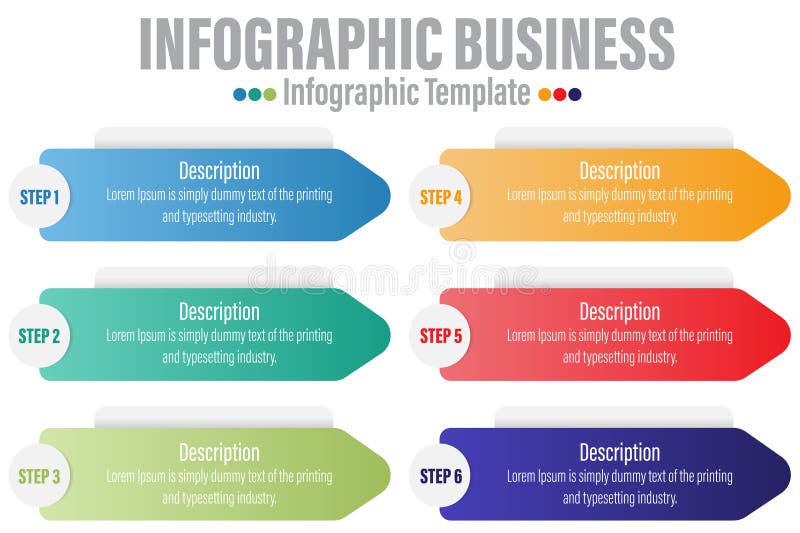 6 Steps, Six 6 Option Paper Note Shape Elements with Steps,road Map ...