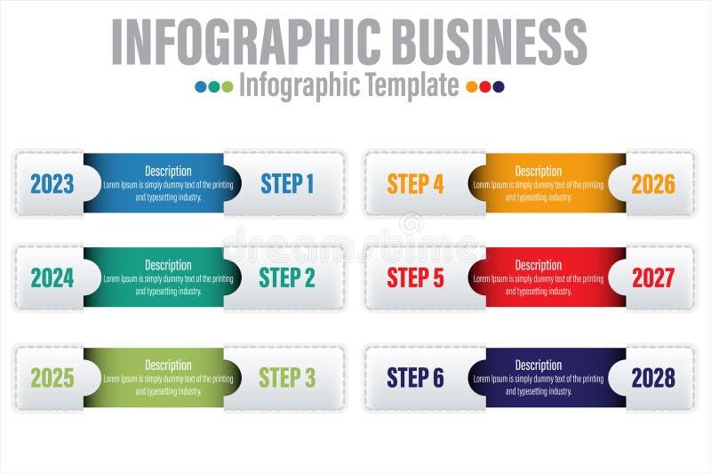 6 Steps, Six 6 Option Paper Note Shape Elements with Steps,road Map ...