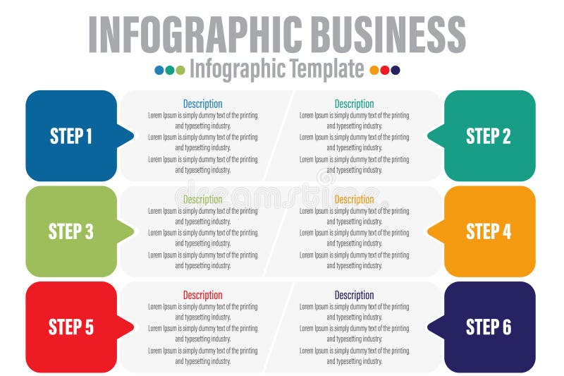 6 Steps, Six 6 Option Paper Note Shape Elements with Steps,road Map ...