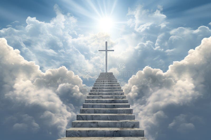 Steps in the Sky Leading To the Cross. Stairs in the Sky Stock ...
