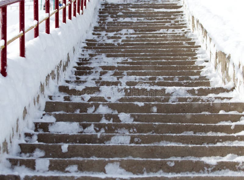 Steps in the snow stock photo. Image of lines, soft, winter - 93598684