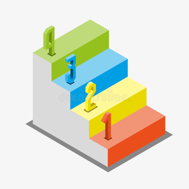 1 2 3 Steps Stair Isometric View, Infographic Concept Stock ...