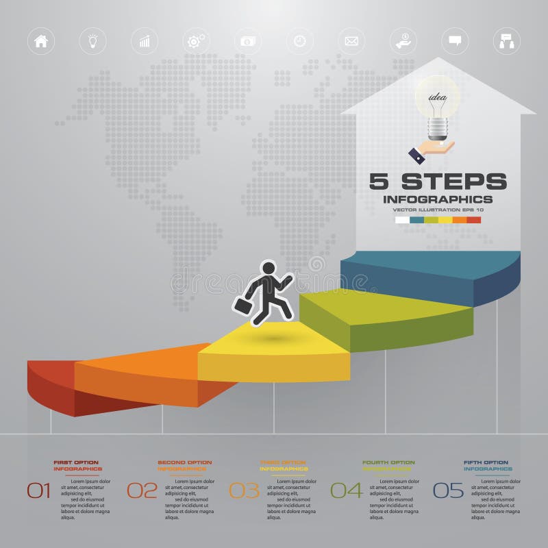 5 Steps Staircase Infographic Element for Presentation. Stock Vector ...