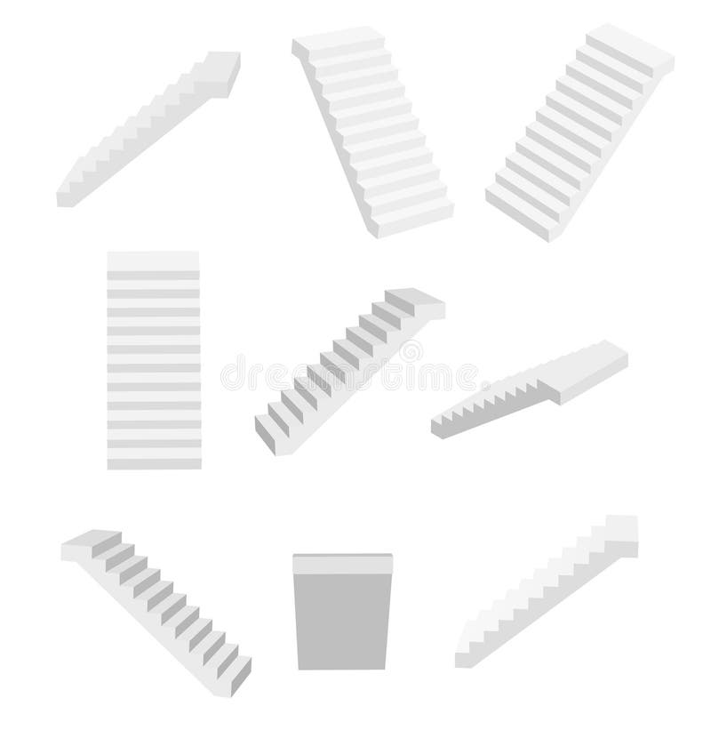 Steps or Stairs in Different Positions Set. View from the Side, Stock ...