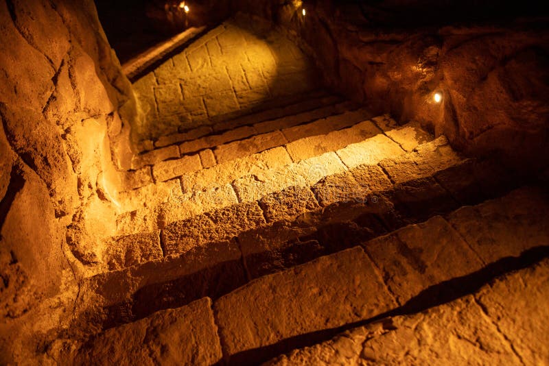 Steps on the Stairs at Night in the Illumination of Lanterns. Stock ...