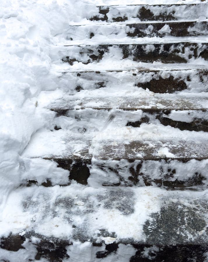 Steps on the Stairs in the Snow in Winter Stock Image - Image of ...