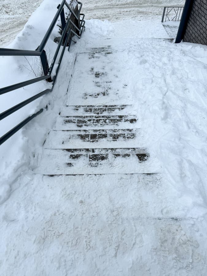 Steps on the Stairs in the Snow in Winter Stock Photo - Image of winter ...