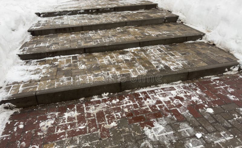 Steps on the Stairs in the Snow in Winter Stock Image - Image of fresh ...