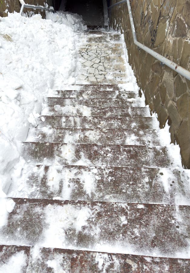 Steps on the Stairs in the Snow in Winter Stock Photo - Image of steps ...