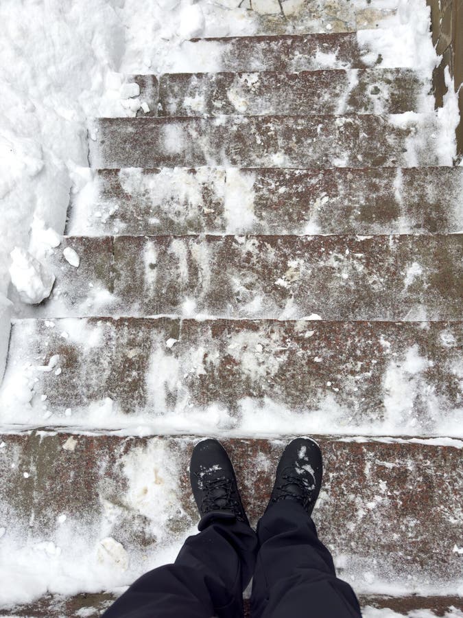 Steps on the Stairs in the Snow in Winter Stock Photo - Image of season ...