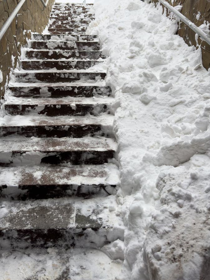 Steps on the Stairs in the Snow in Winter Stock Image - Image of ...