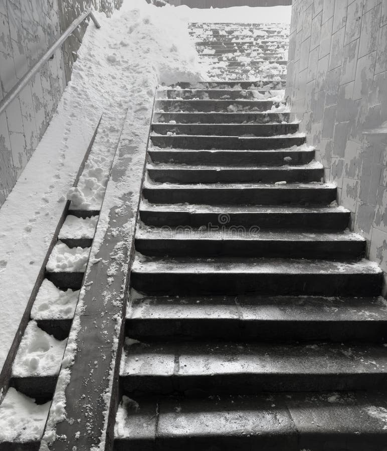 Steps on the Stairs in the Snow in Winter Stock Photo - Image of print ...