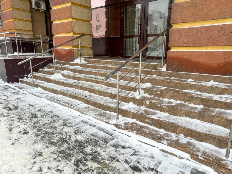 Steps on the Stairs in the Snow in Winter Stock Image - Image of walk ...